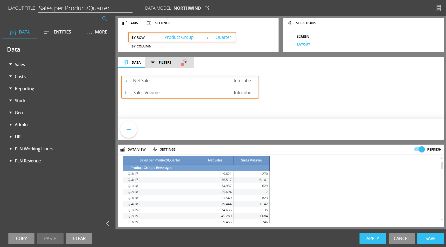 About Data Blocks of a Layout