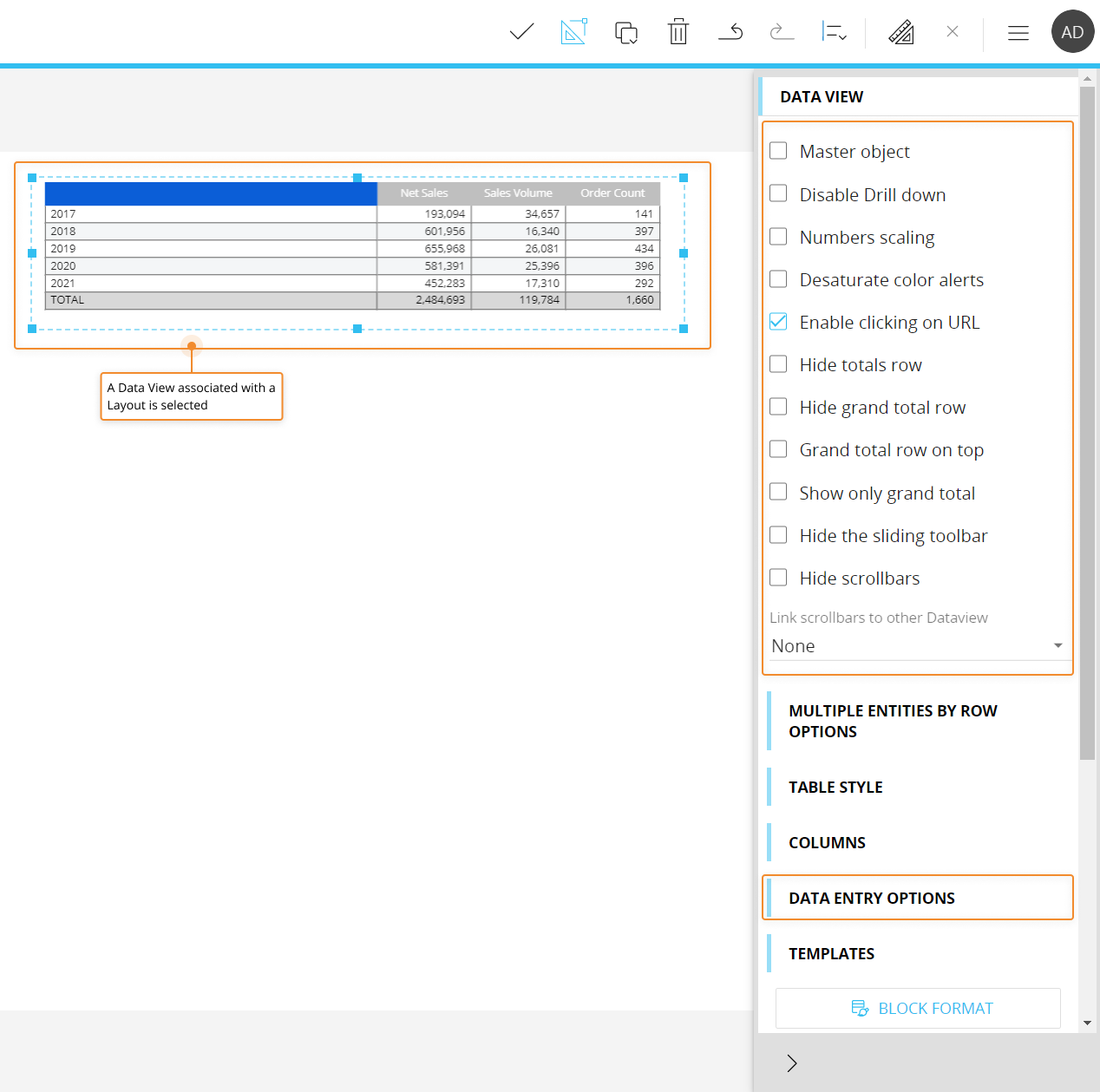 Creating a Data View